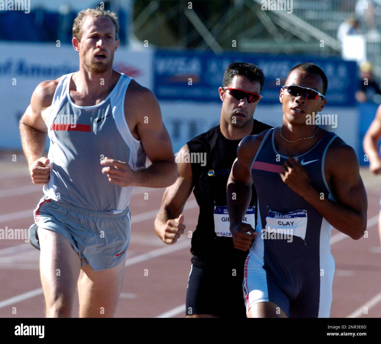 Decathlon winner Bryan Clay (right) and Tom Pappas (left) during the ...
