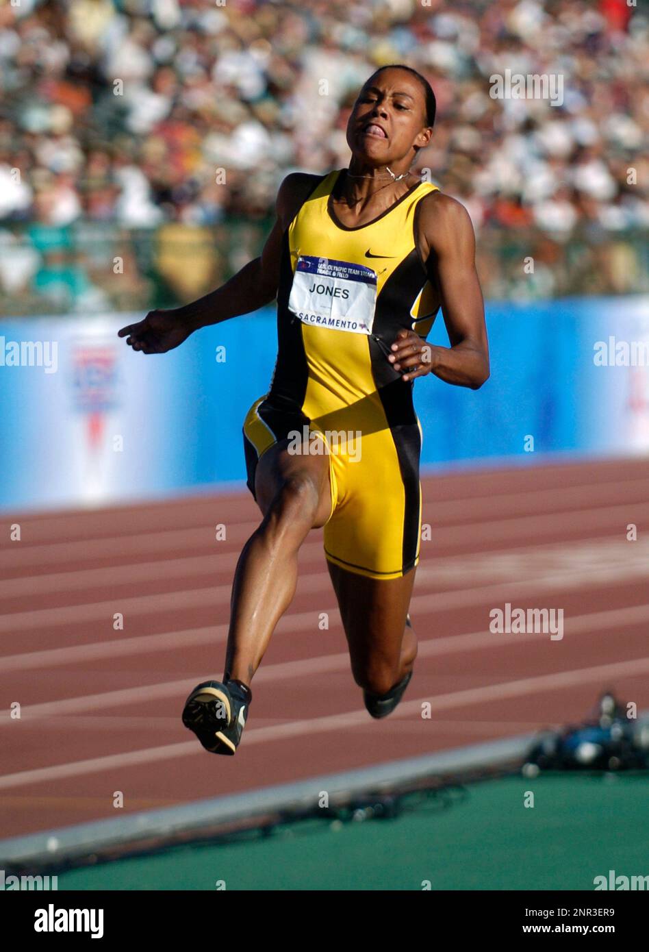 Marion Jones wins the long jump at 23-4 (7.11m) in the U.S. Olympic ...
