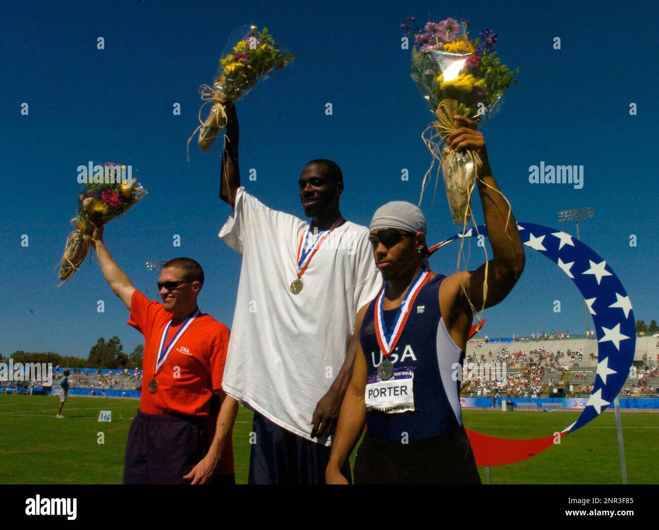 Paralympics Blind 100-meter medallists (from left) Joseph Aukward ...