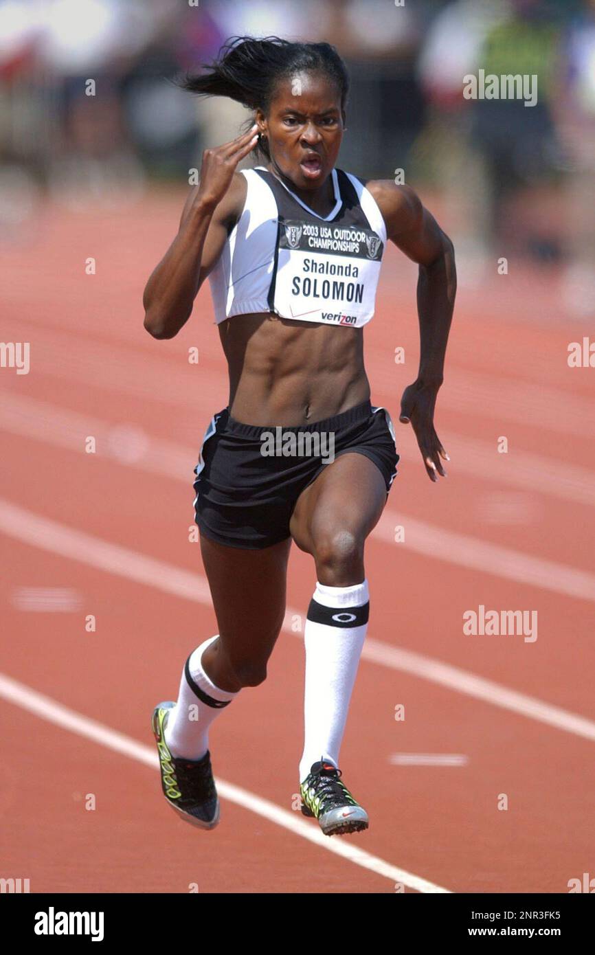 Shalonda Solomon wins junior women's 100-meter semifinal in the USA ...