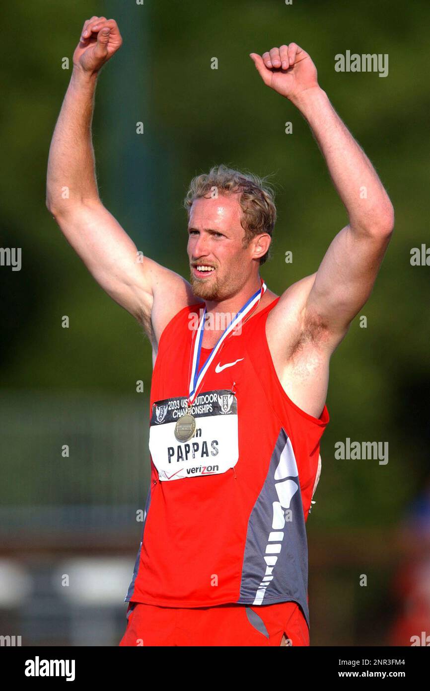 Decathlon winner Tom Pappas poses with medal in the USA Track & Field ...