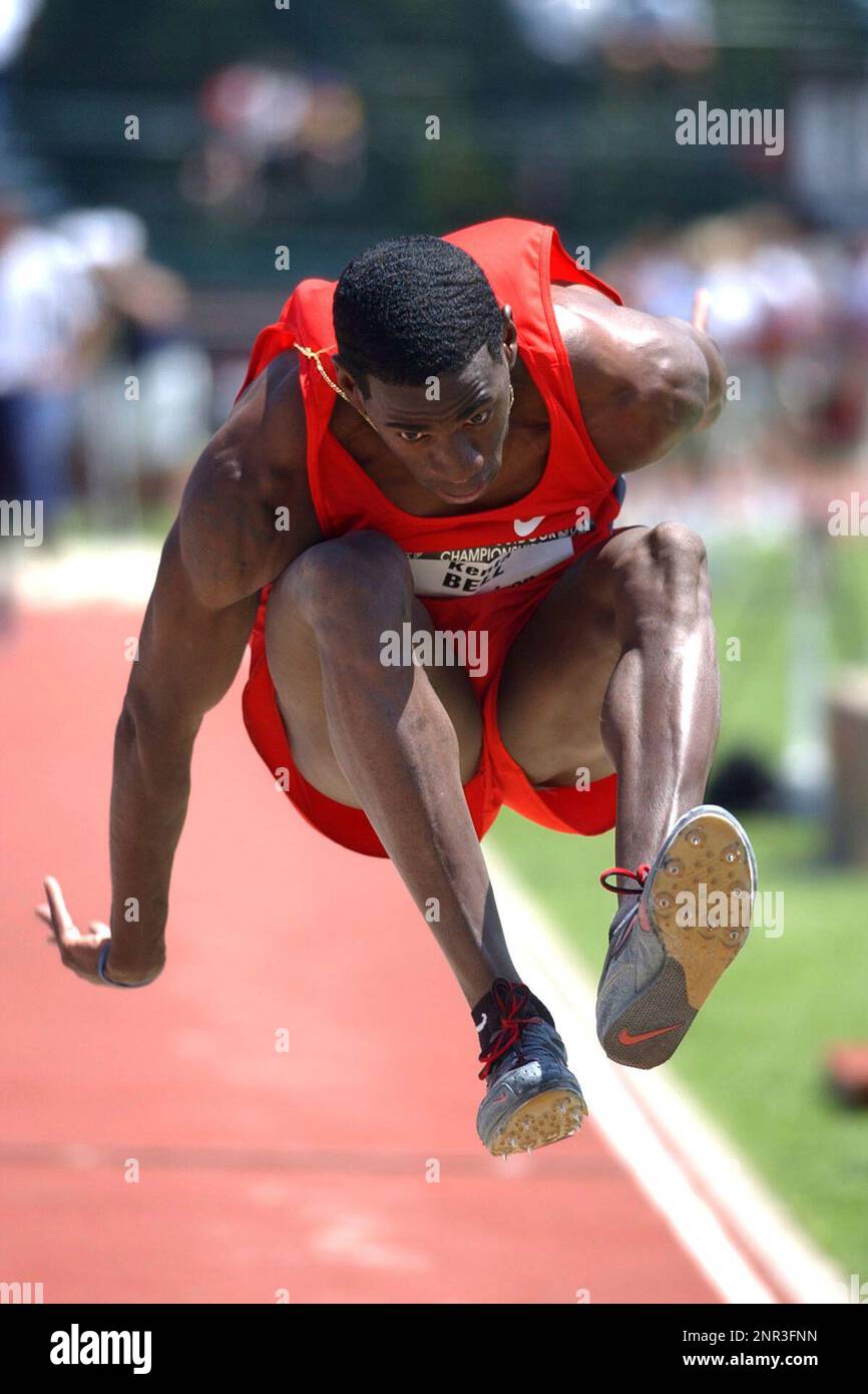 Triple jump winner Kenta Bell in the USA Track & Field Championships ...
