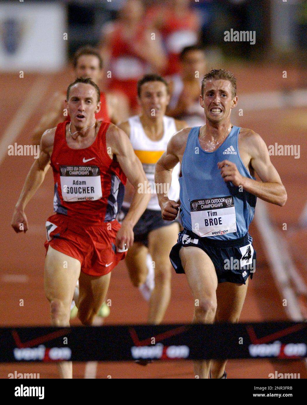 Tim Broe (Iright) and Adam Goucher in the 5,000 meters in the USA Track ...