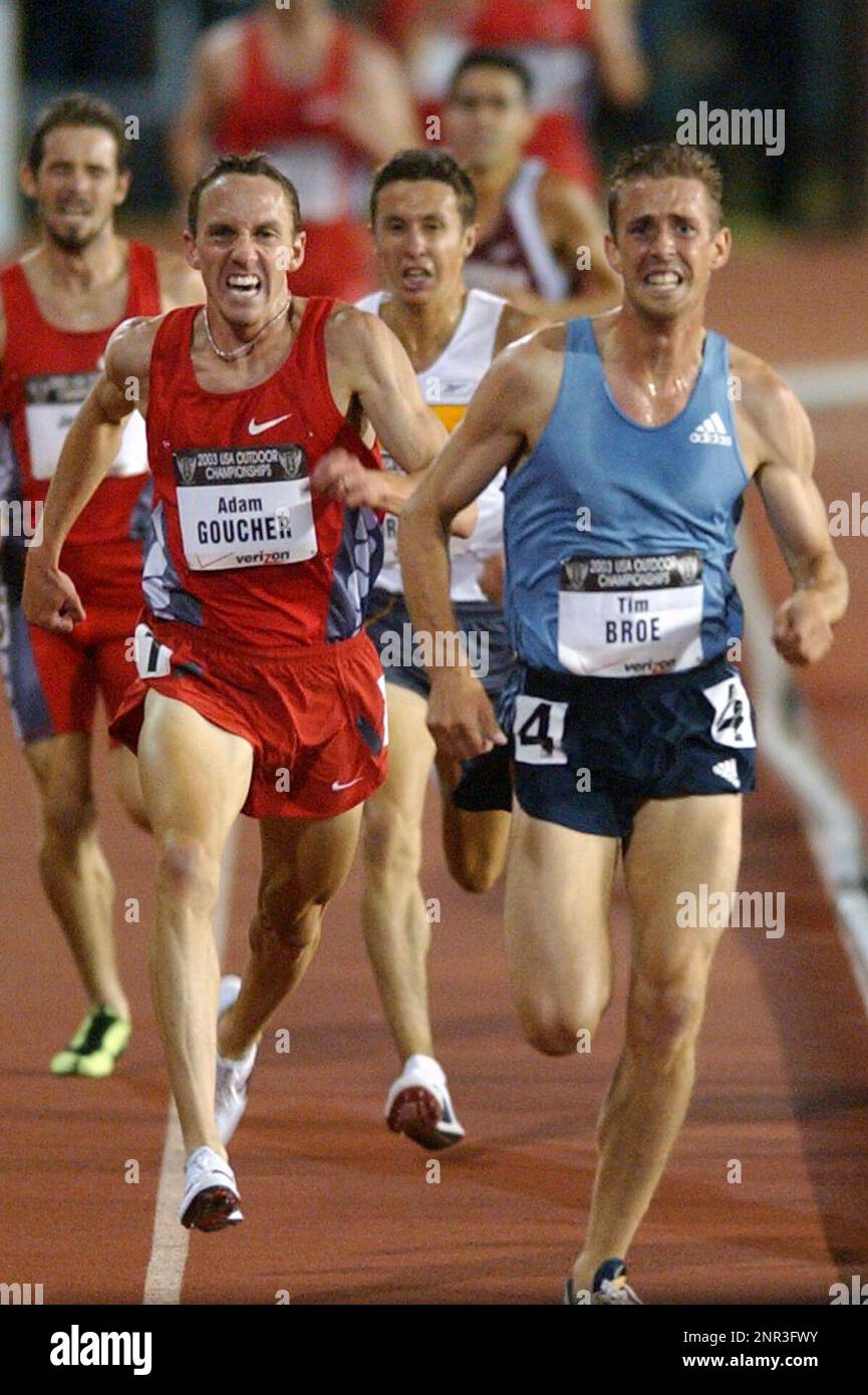 Tim Broe (Iright) and Adam Goucher in the 5,000 meters in the USA Track ...