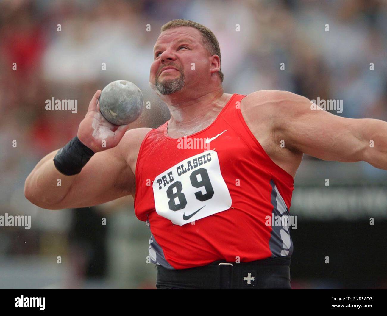 Kevin Toth (USA) wins the shot put at 71-4 3/4 in in the Prefontaine ...