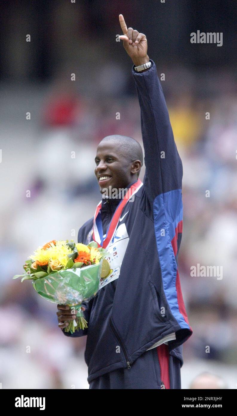 Dwight Phillips of the United States, long jump winner in the IAAF ...