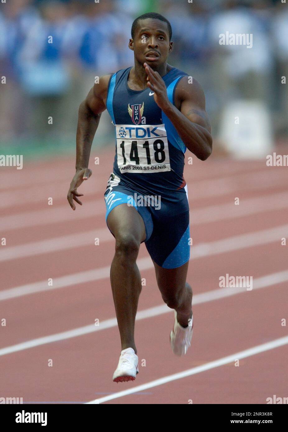 World record holder Tim Montgomery of the United States in the first ...