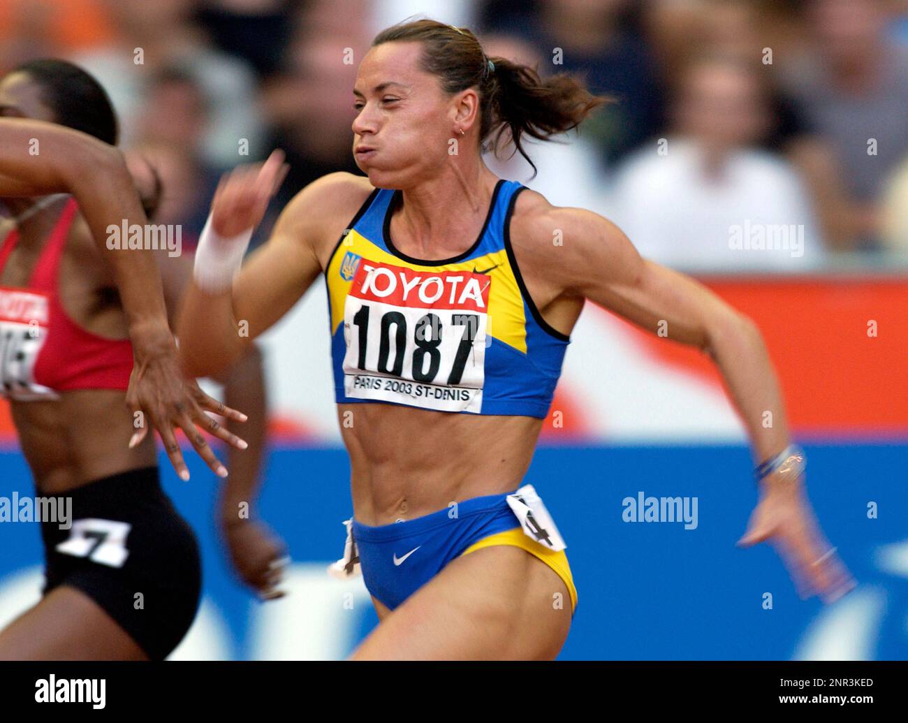 Zhanna Block of the Ukraine wins quaterfiinal 100-meter heat in 11.08 ...