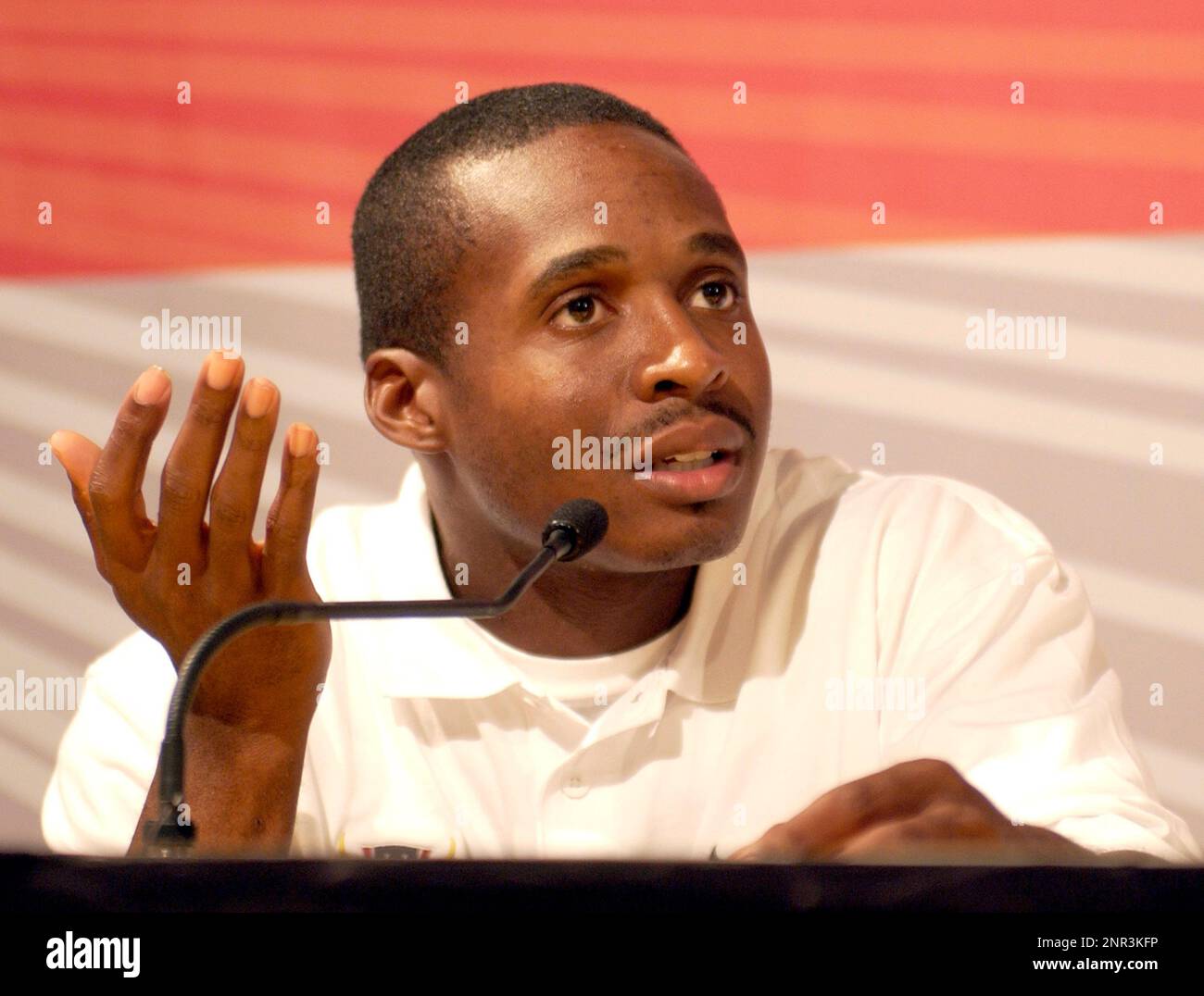 World 100-meter record holder Tim Montgomery at a news conference prior ...