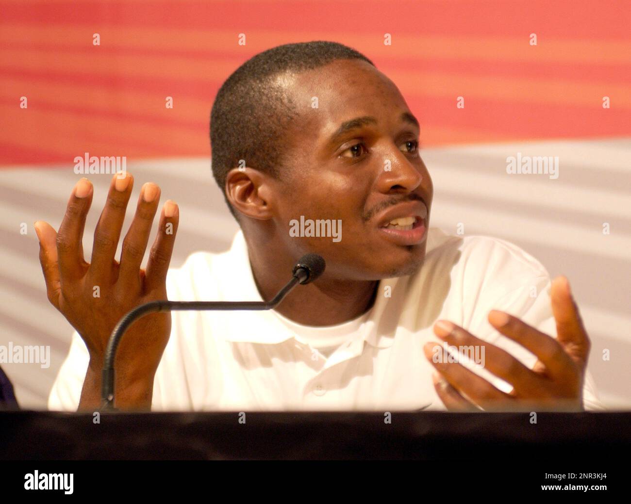World 100-meter record holder Tim Montgomery at a news conference prior ...