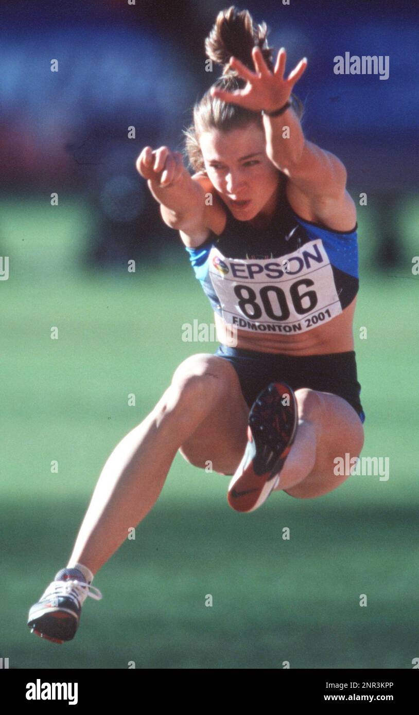 Jenny Adams (USA) jumps 21-3 314 (6.48m) in the women's long jump ...