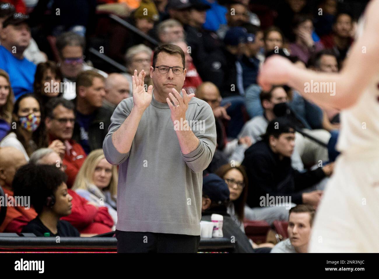 Stanford head coach Jerod Haase reacts during the second half of an ...