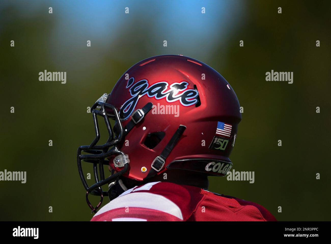 September 21, 2019: General view of a Colgate Raiders helmet prior to ...