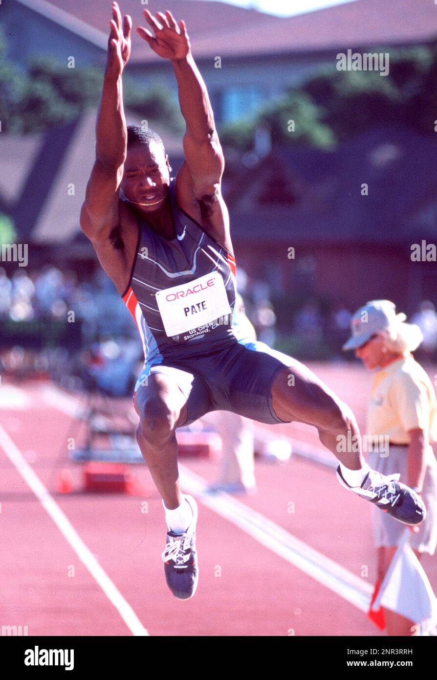 Jun 8, 2002; Stanford, CA, USA; Miguel Pate wins the long jump in the U ...
