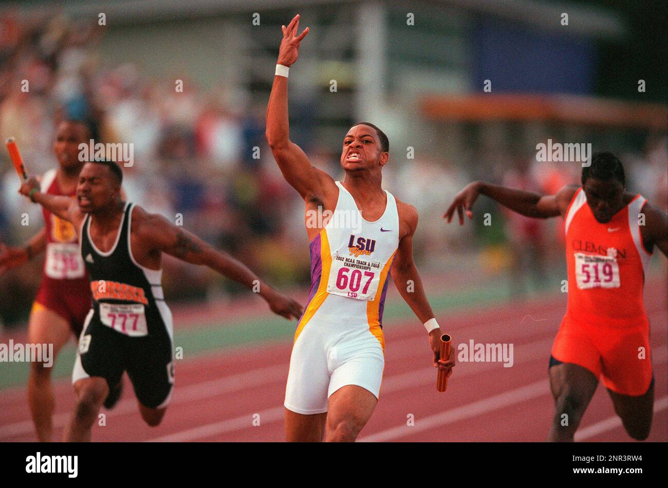Jun 6, 2002; Baton Rouge, LA, USA; Bennie Brazel celebrates after ...