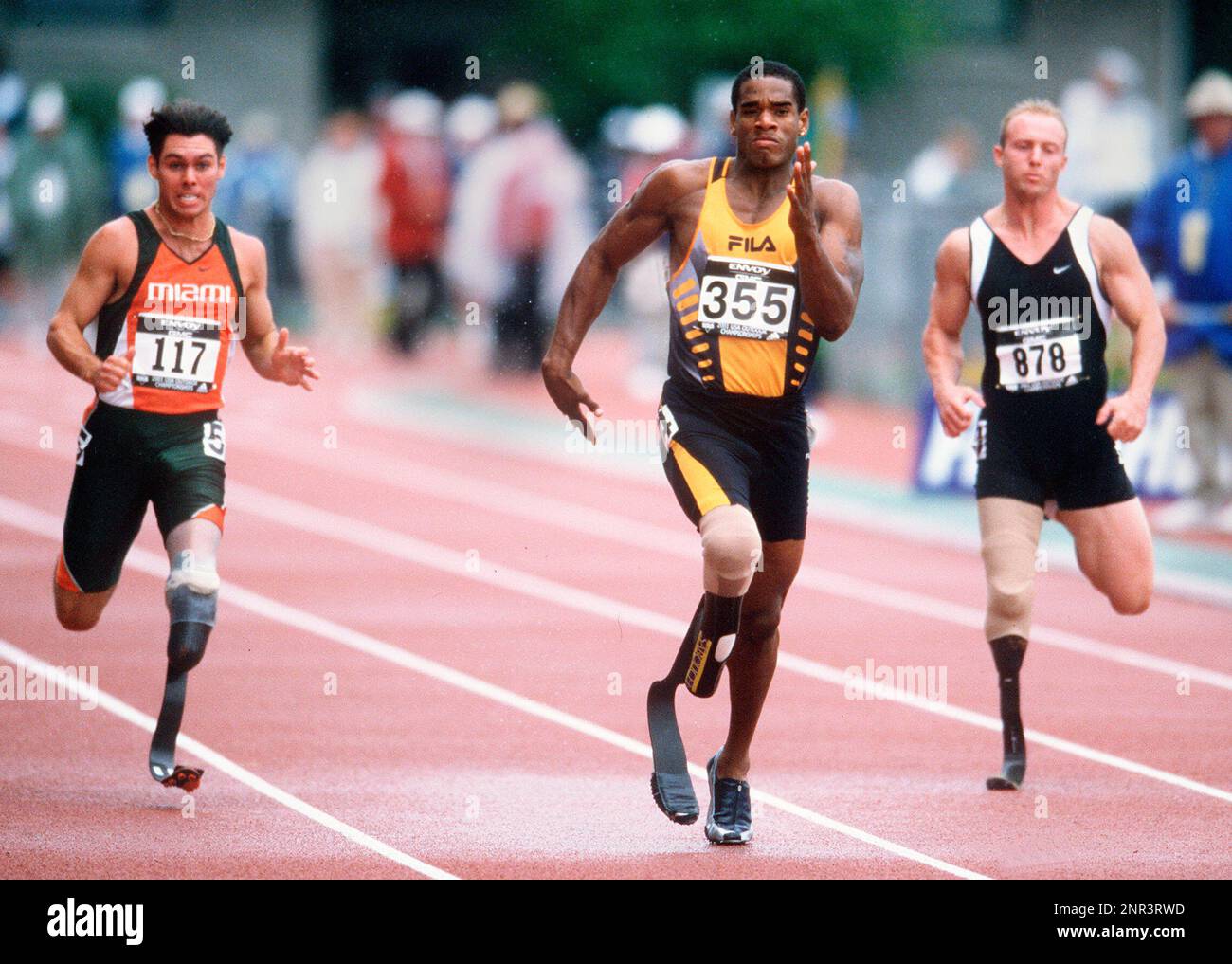 Jun 24, 2001; Eugene, OR, USA; Dan Andrews (117), Rod Green (355) and ...