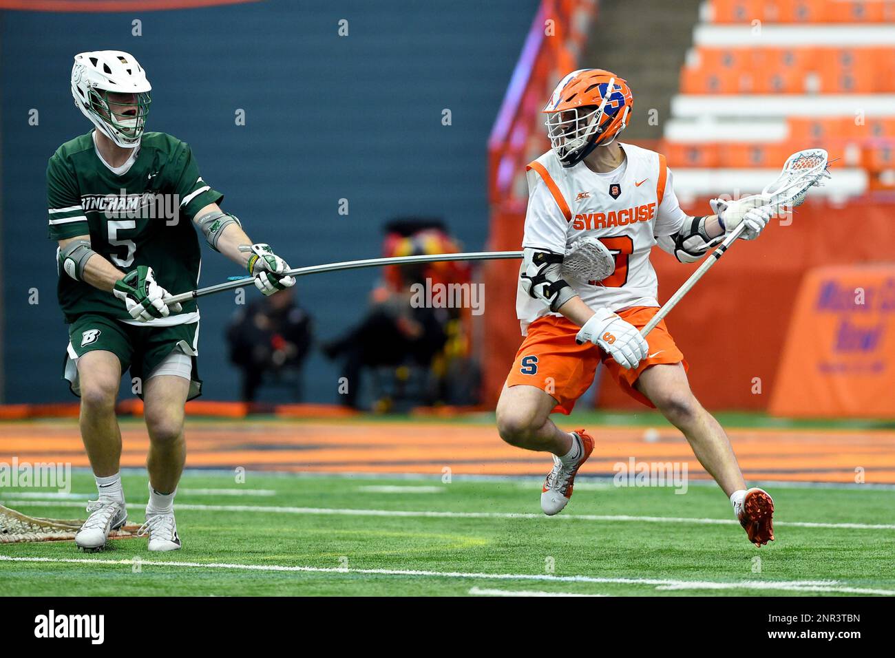 February 15, 2020: Syracuse Orange attackman Mikey Berkman #3 dodges to ...