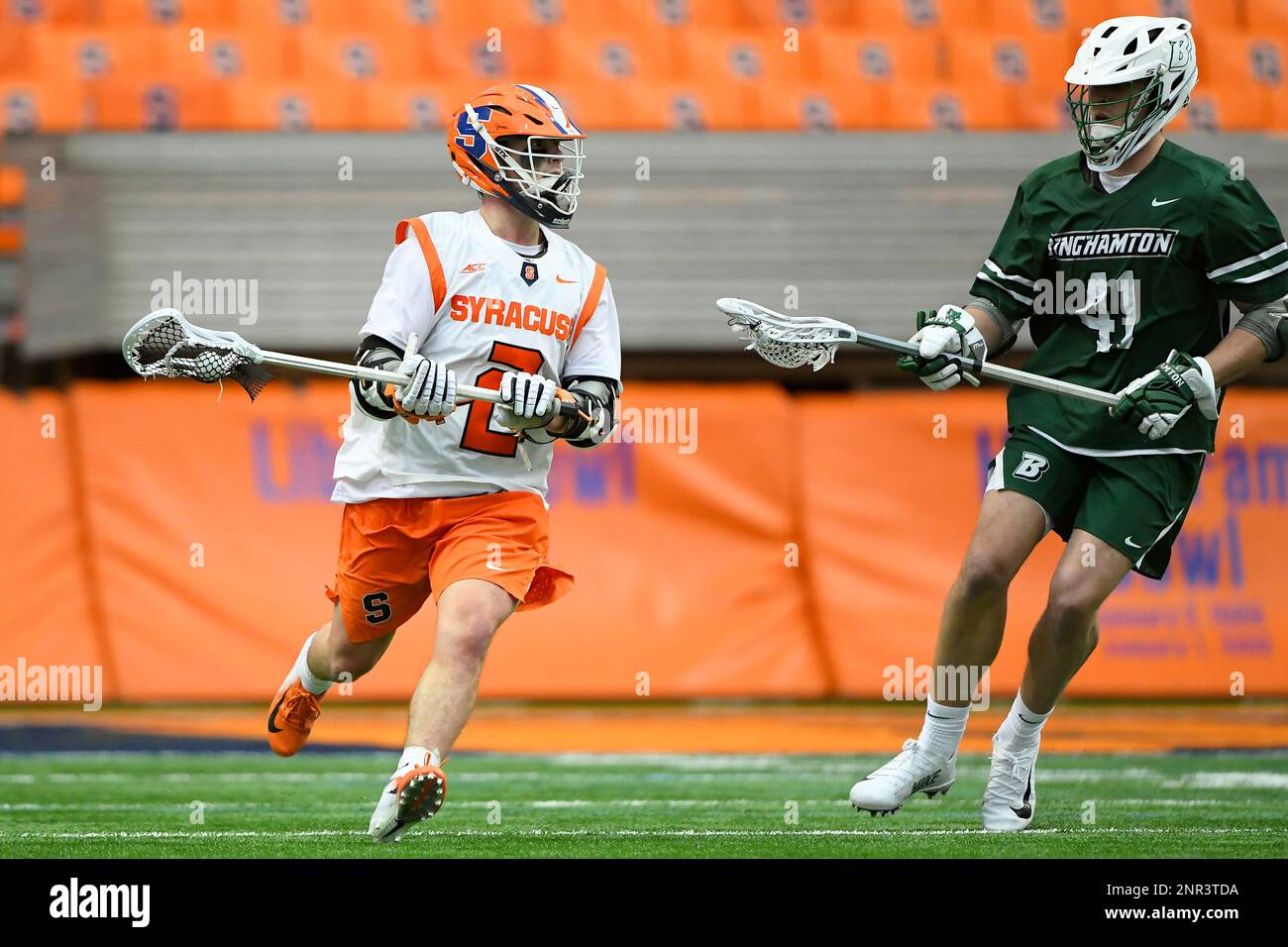 February 15, 2020: Syracuse Orange attackman Griffin Cook #2 controls ...