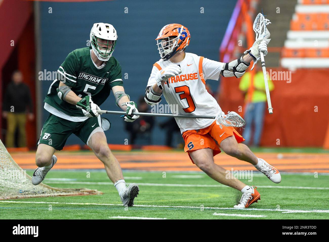 February 15, 2020: Syracuse Orange attackman Mikey Berkman #3 dodges to ...