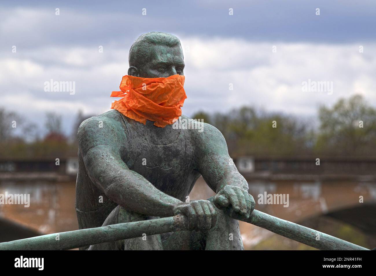 The John B. Kelly statue at East Fairmount Park, wears an orange face ...