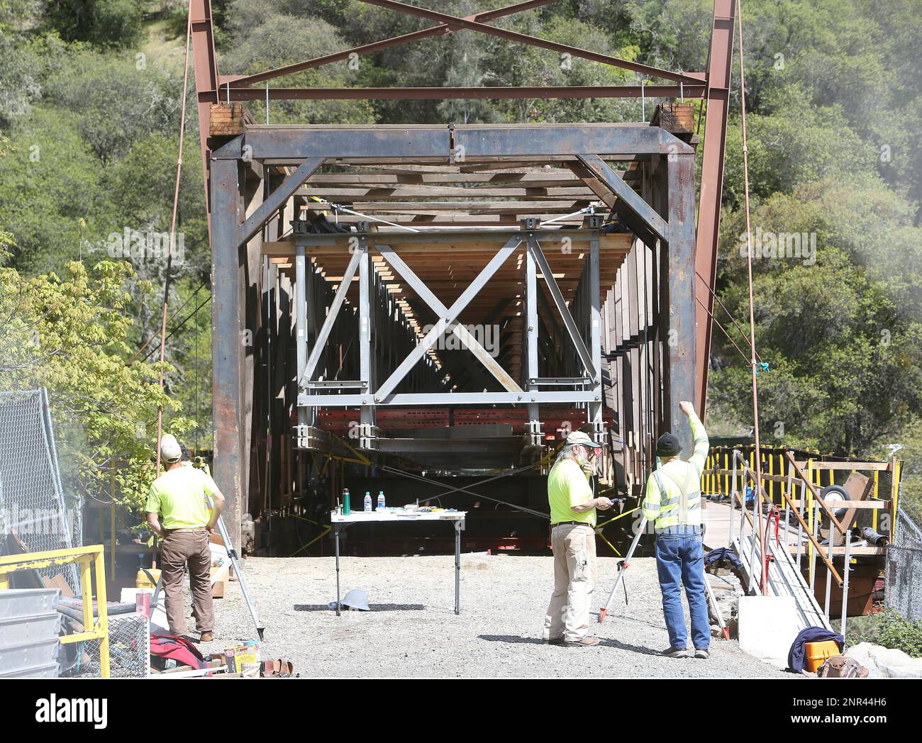 The metal "Mabey Bridge" that was installed last November can be seen ...