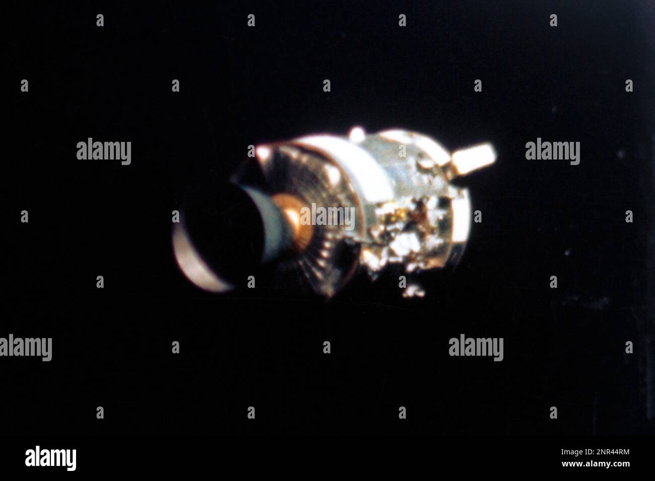 This April 17, 1970 photo made available by NASA shows the severely ...