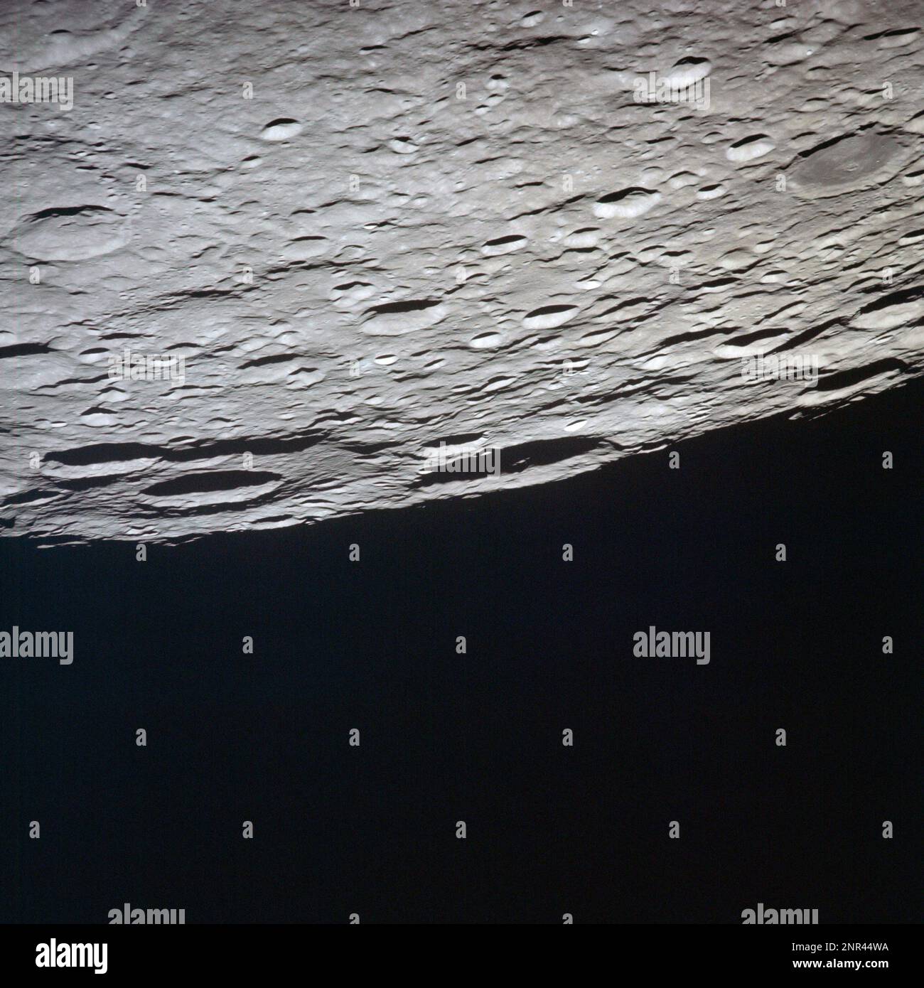 This April 1970 photo shows the surface of the moon as the Apollo 13 ...