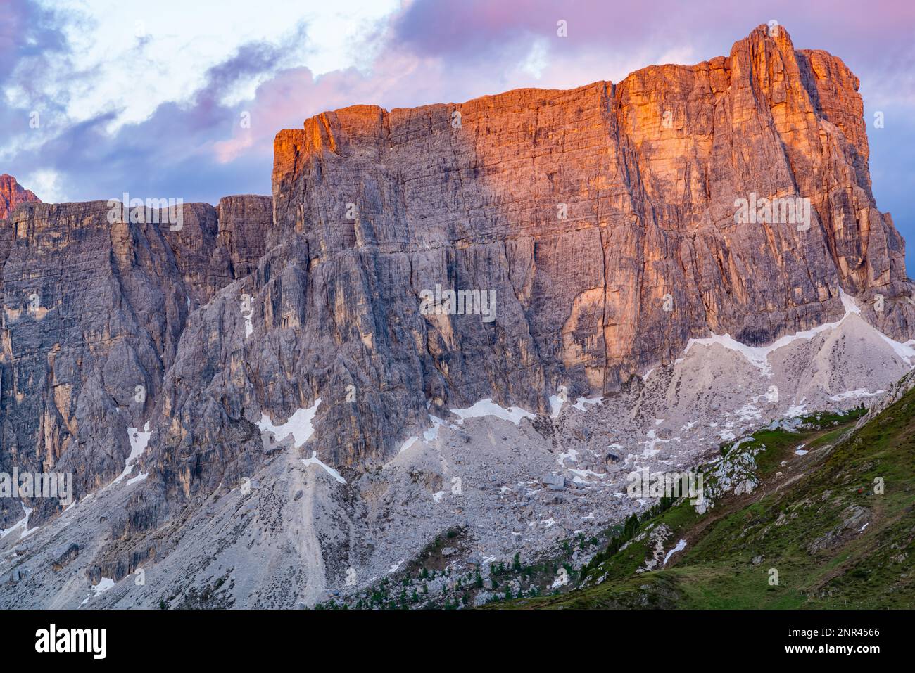 View of the evening light on Langkofel Group in Italian Dolomites ...