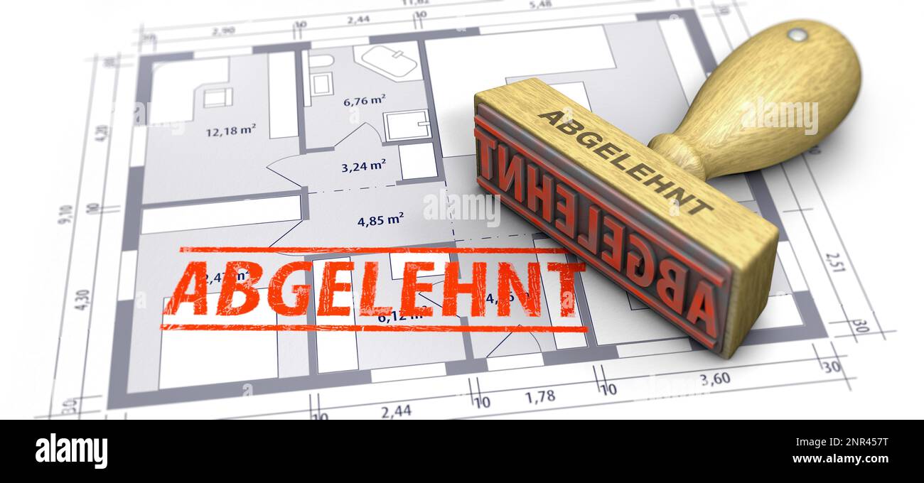 Stamp lies on building drawing. Symbolic image on the subject of ...