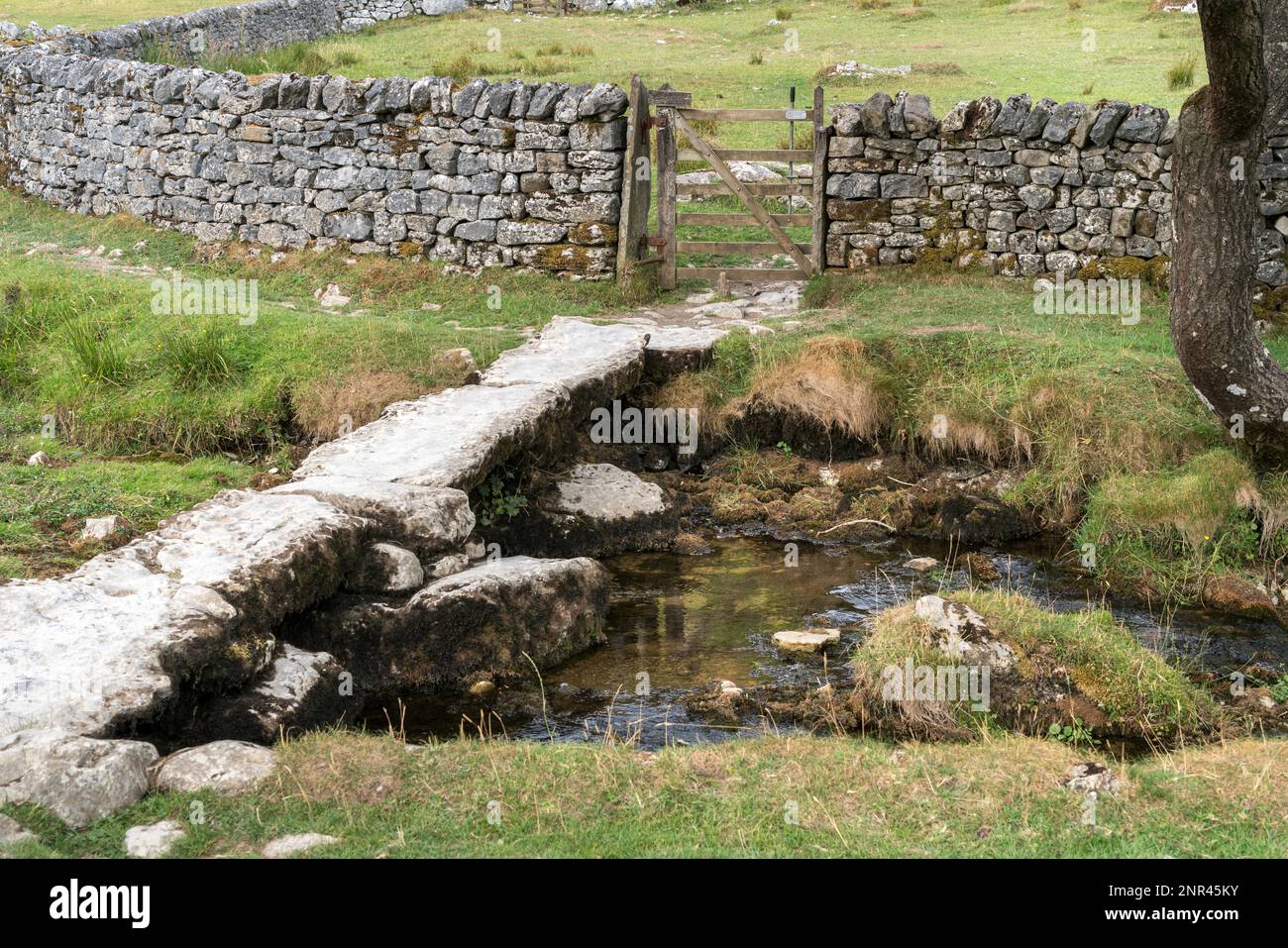View of the countryside around Malham Cove in the Yorkshire Dales ...