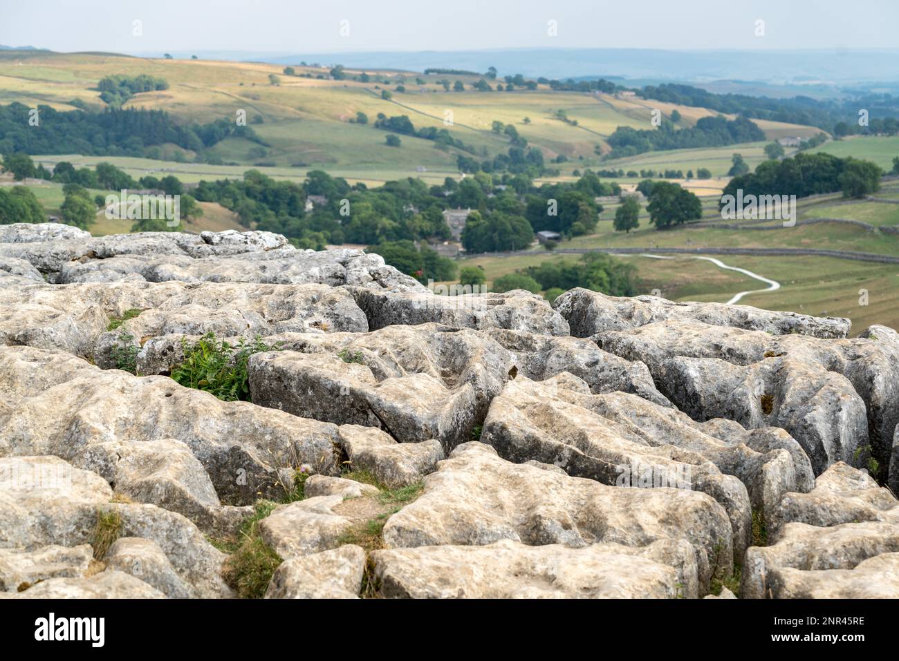 View of the Limestone Pavement above Malham Cove in the Yorkshire Dales ...