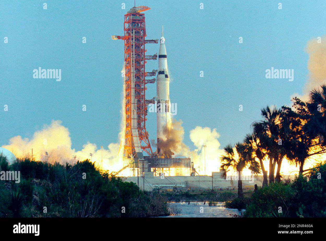 In this April 11, 1970 photo made available by NASA, the Saturn V ...