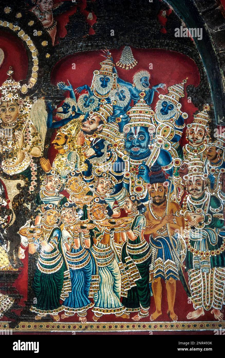 18th century Ramayana epic murals fresco painting on Bodi Zamin palace ...
