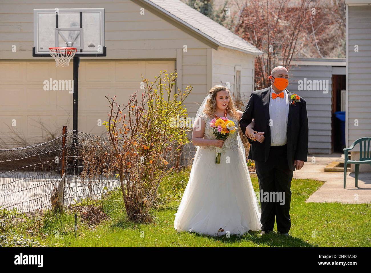In this Saturday, April 4, 2020 photo, Kadie Smeding prepares to walk ...