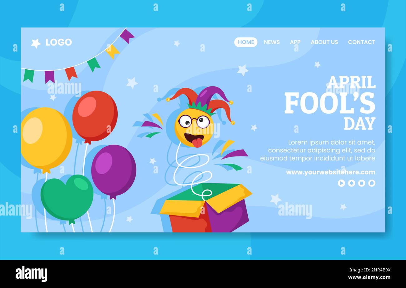 Happy April Fools Day Social Media Landing Page Cartoon Hand Drawn ...