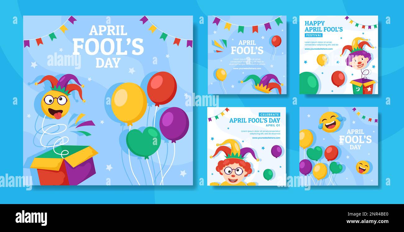 Happy April Fools Day Social Media Post Flat Cartoon Hand Drawn ...