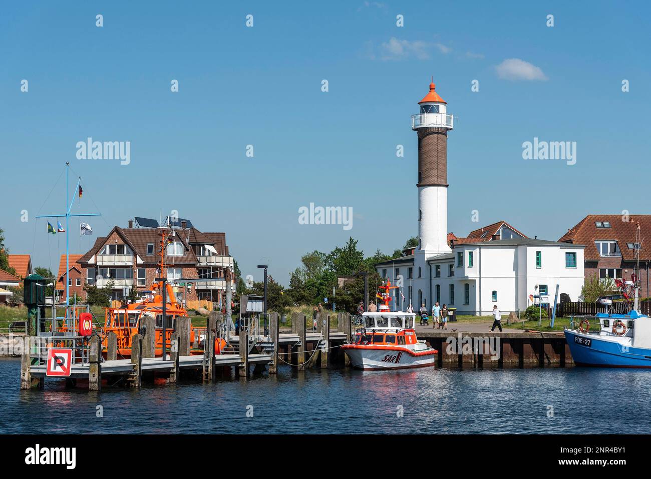 Harbour, lighthouse, Timmendorf, Poel Island, Mecklenburg-Western ...