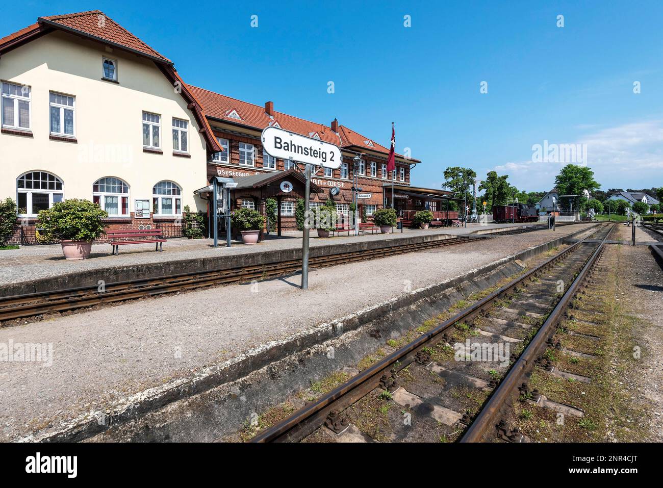 Steam railway, Molli, narrow-gauge railway, station, Kuehlungsborn-West ...