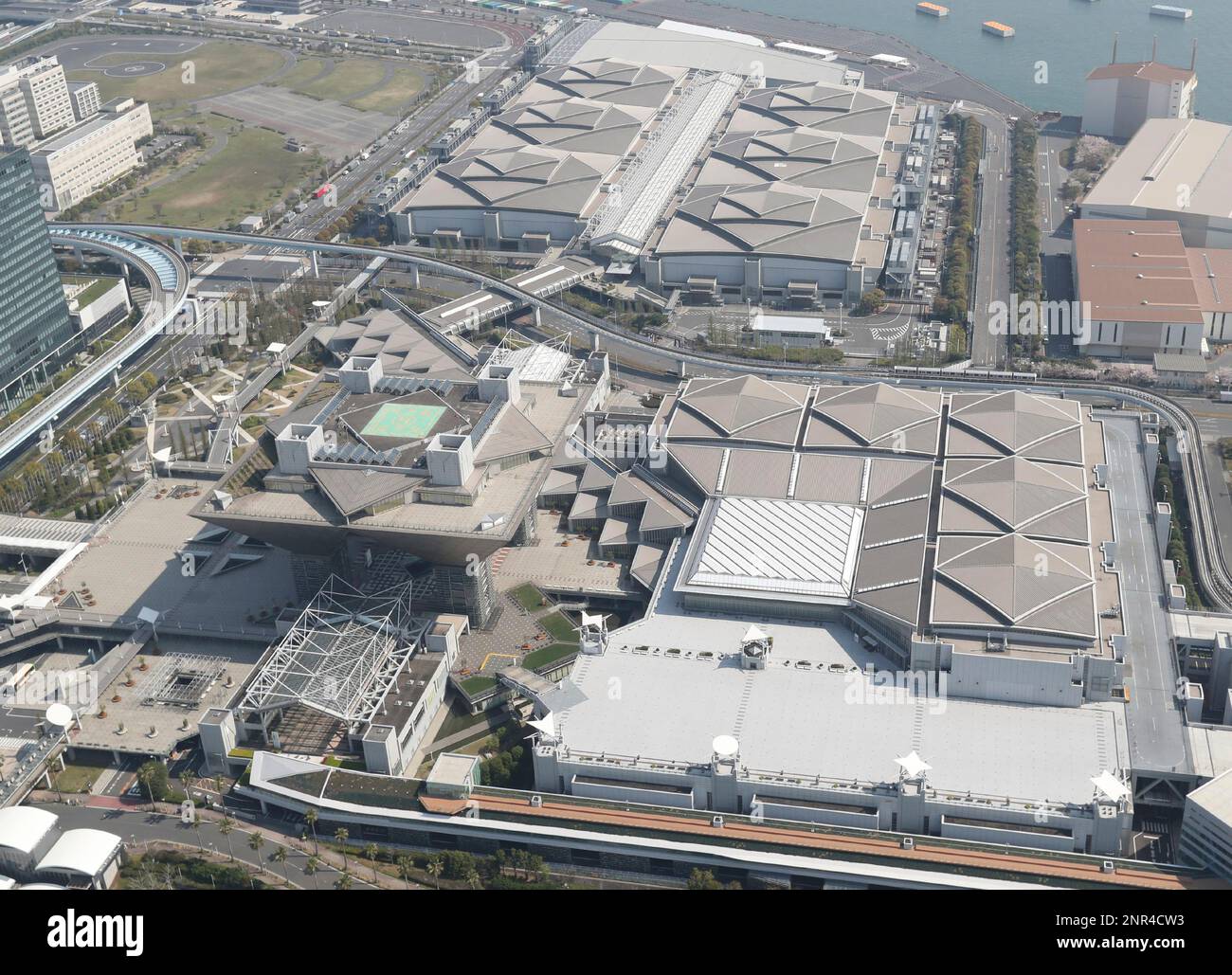 An aerial photo shows Tokyo Big Sight that will be used as a Main Press ...