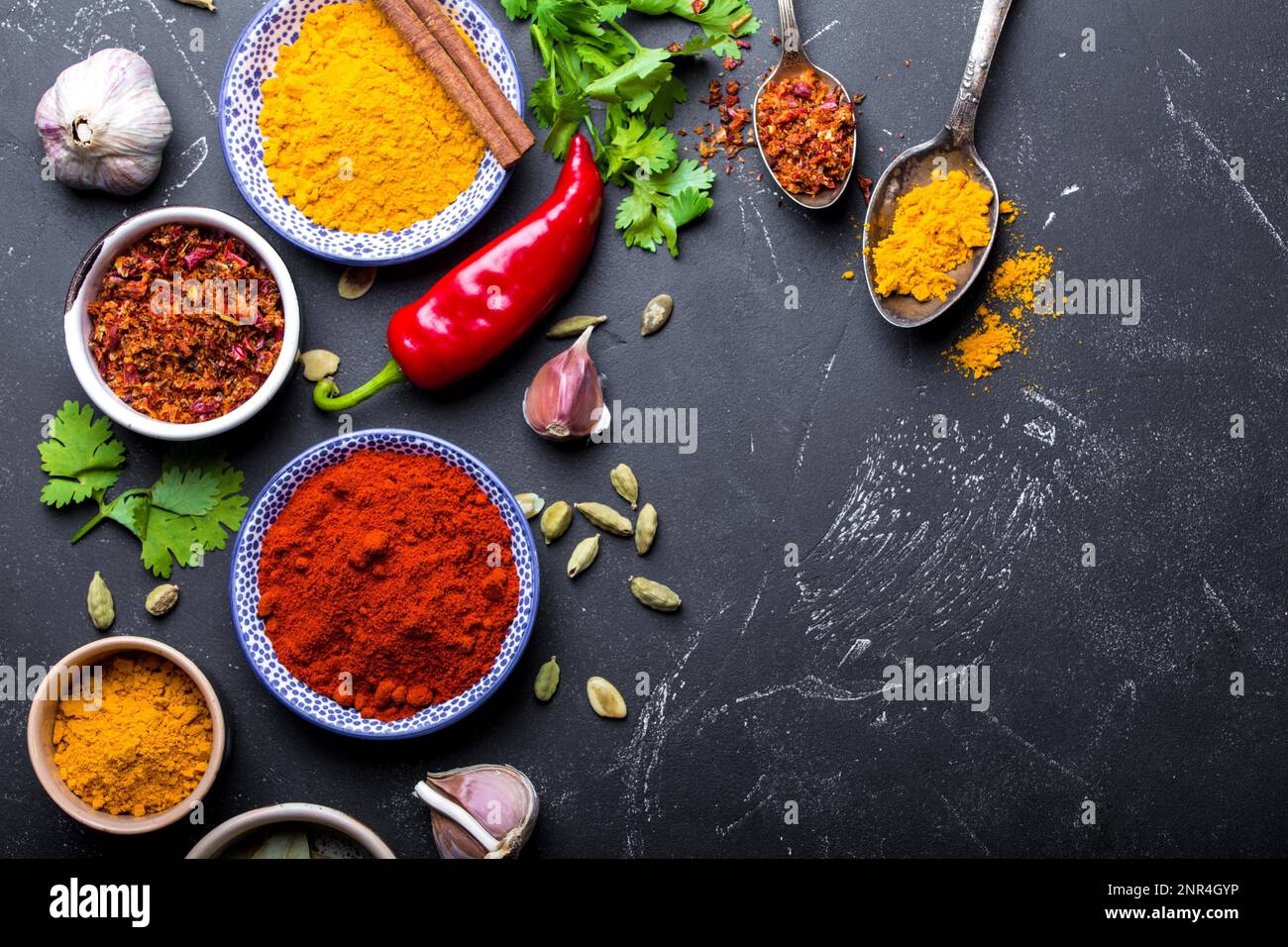 Set of Indian food cooking ingredients. Traditional Indian assorted ...