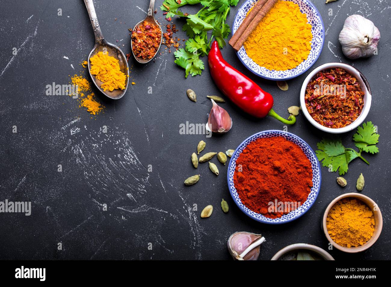 Set of Indian food cooking ingredients. Traditional Indian assorted ...