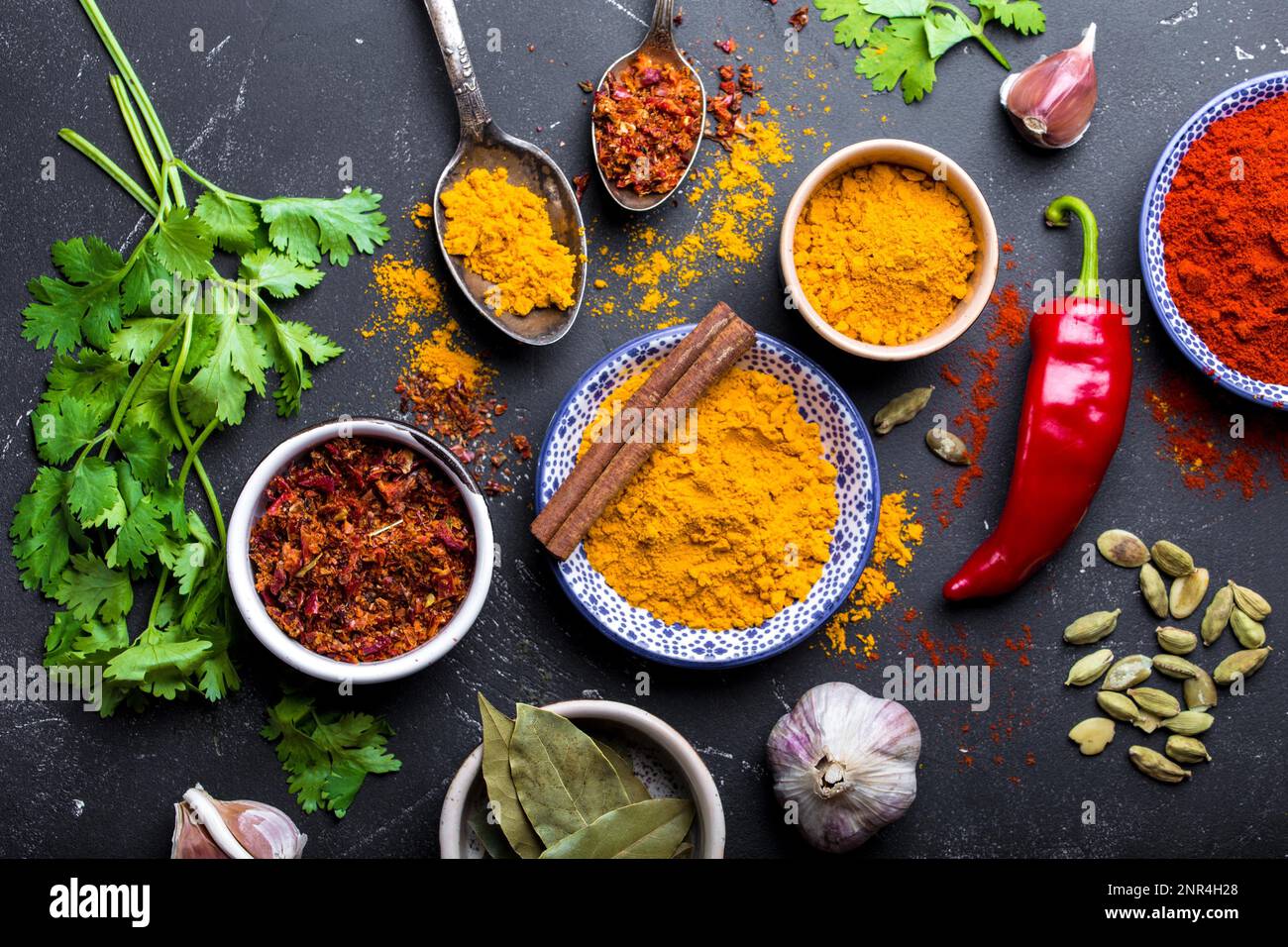 Set of Indian food cooking ingredients. Traditional Indian assorted ...