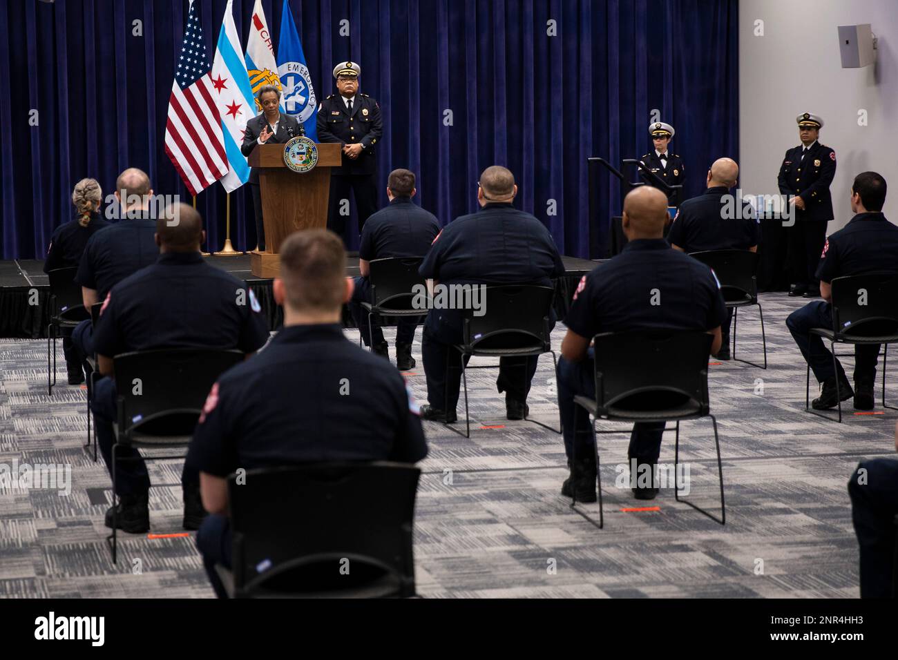 Mayor Lori Lightfoot speaks during the graduation ceremony for 34 ...
