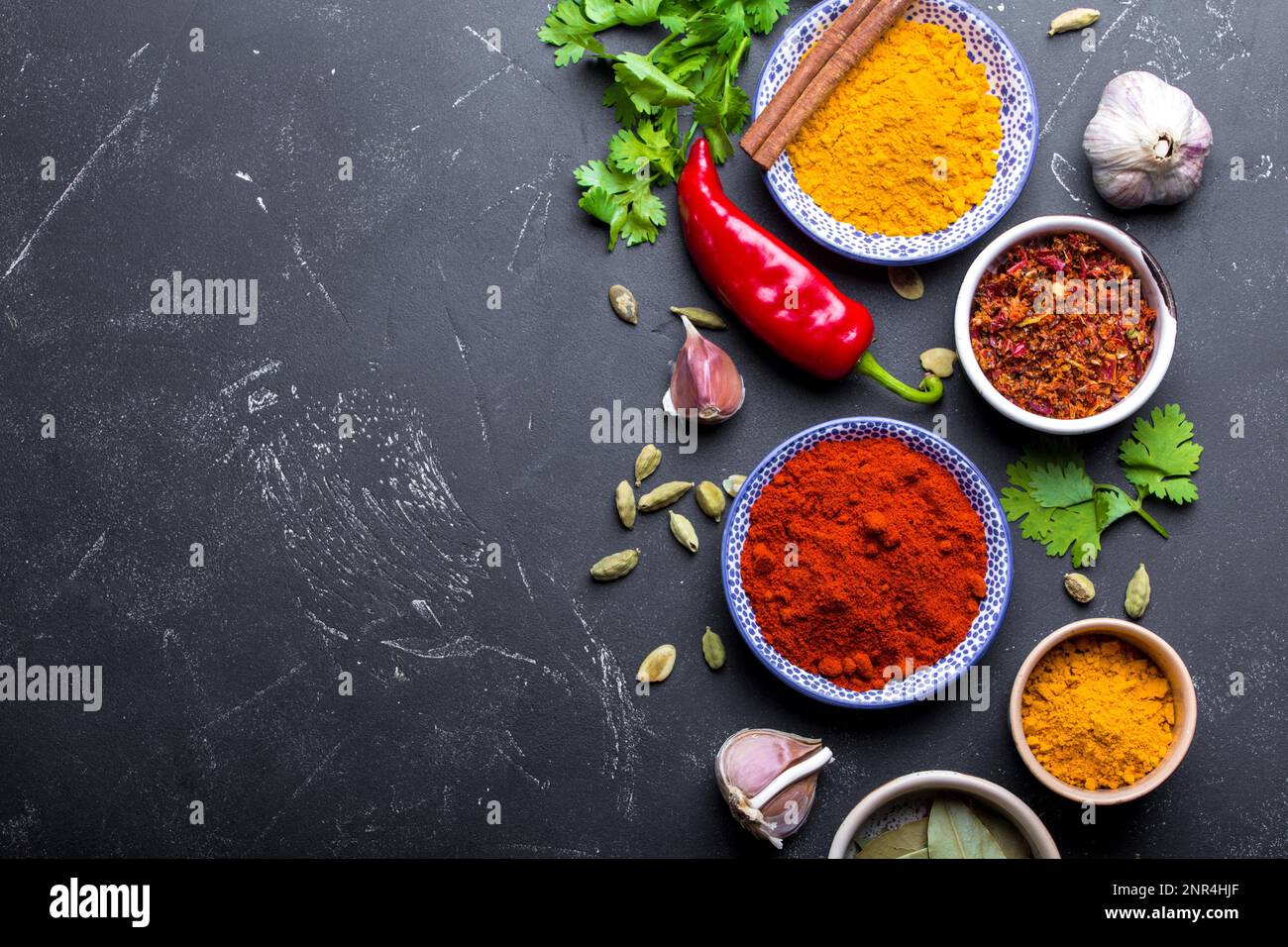 Set of Indian food cooking ingredients. Traditional Indian assorted ...