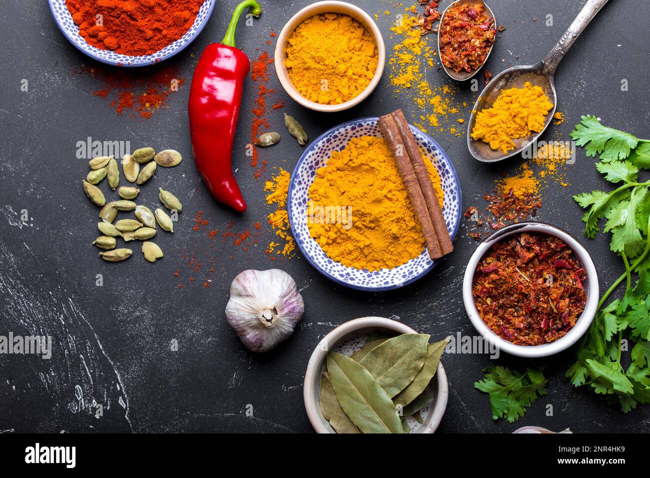 Set of Indian food cooking ingredients. Traditional Indian assorted ...