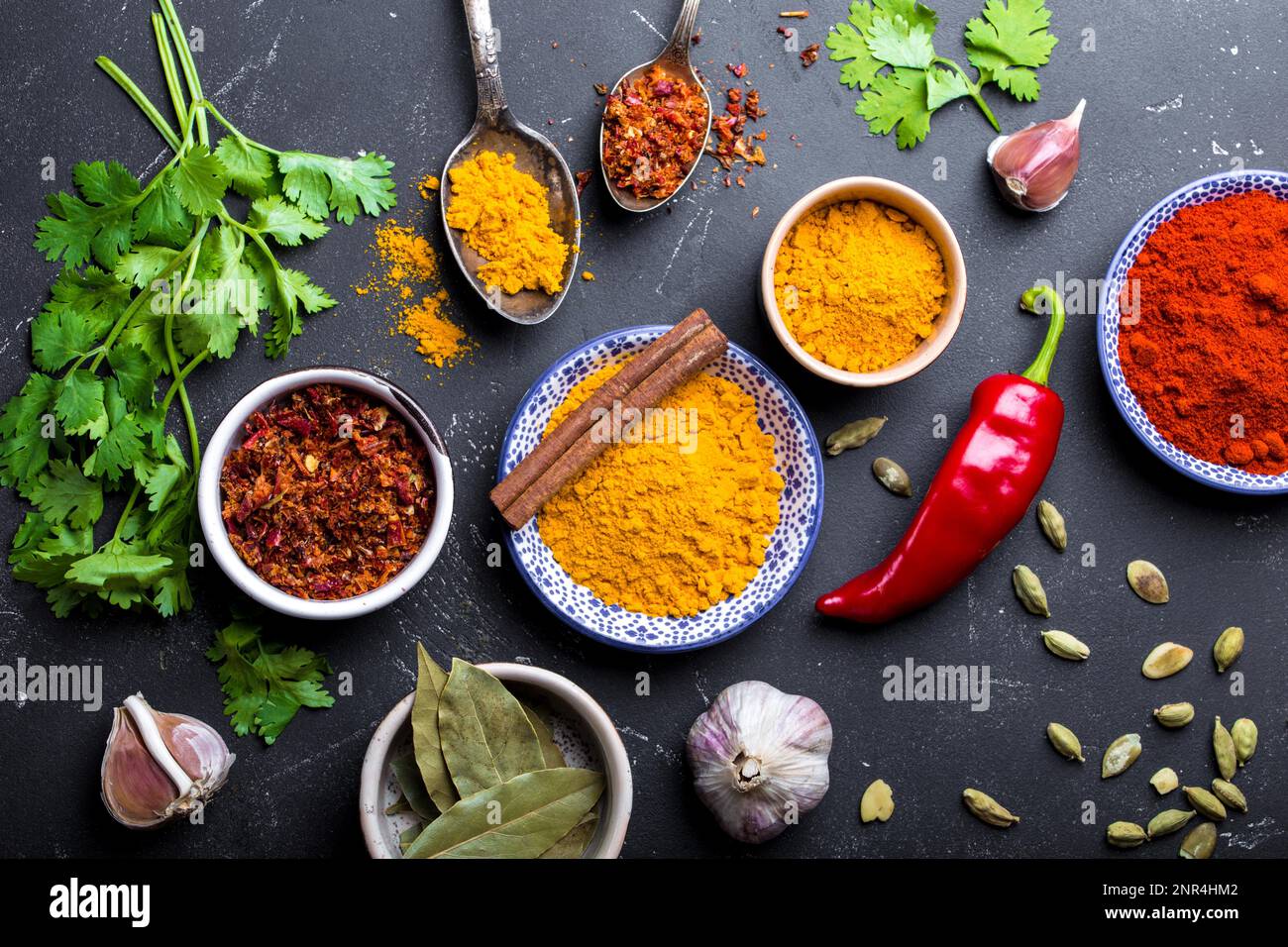 Set of Indian food cooking ingredients. Traditional Indian assorted ...