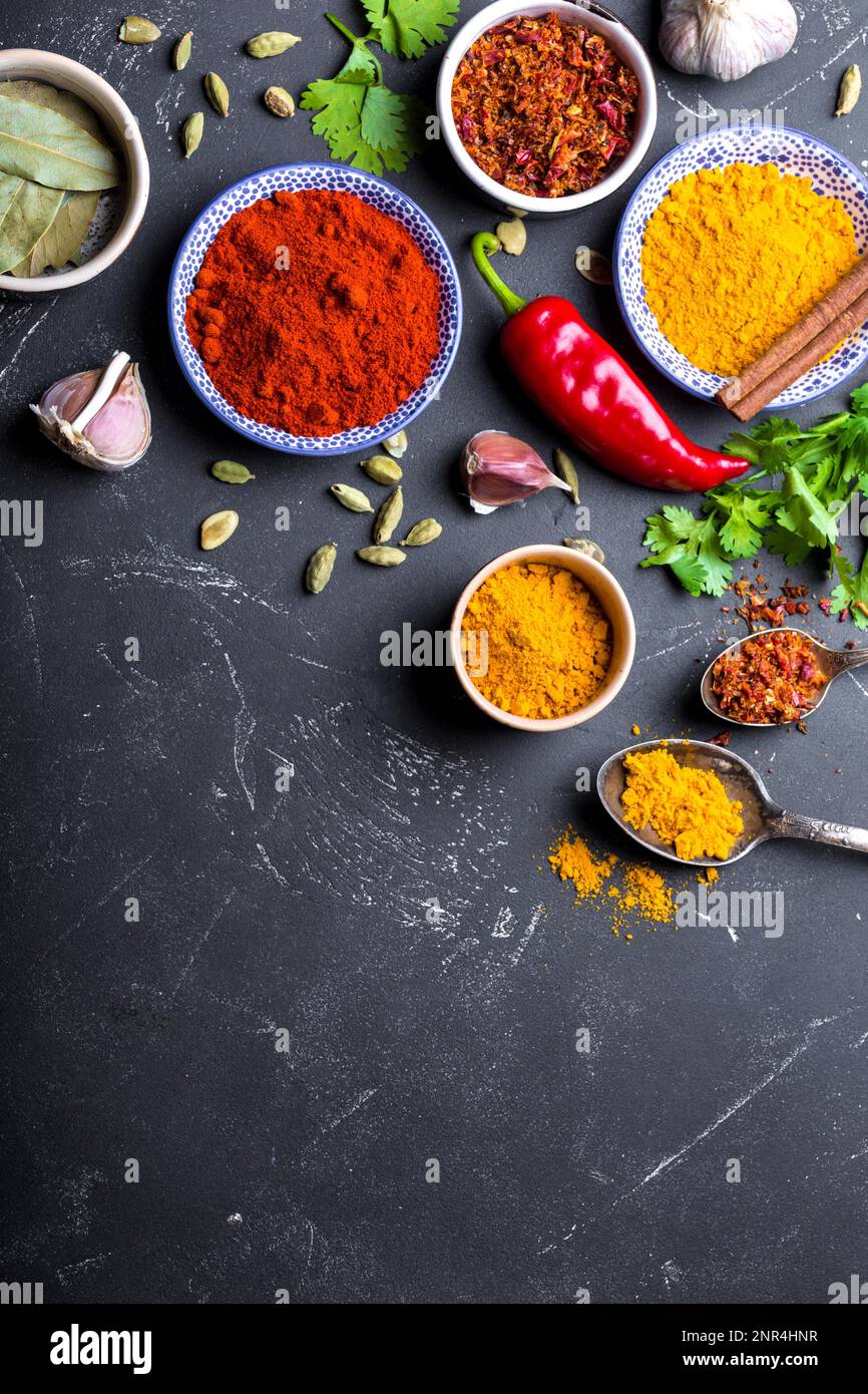 Set of Indian food cooking ingredients. Traditional Indian assorted ...