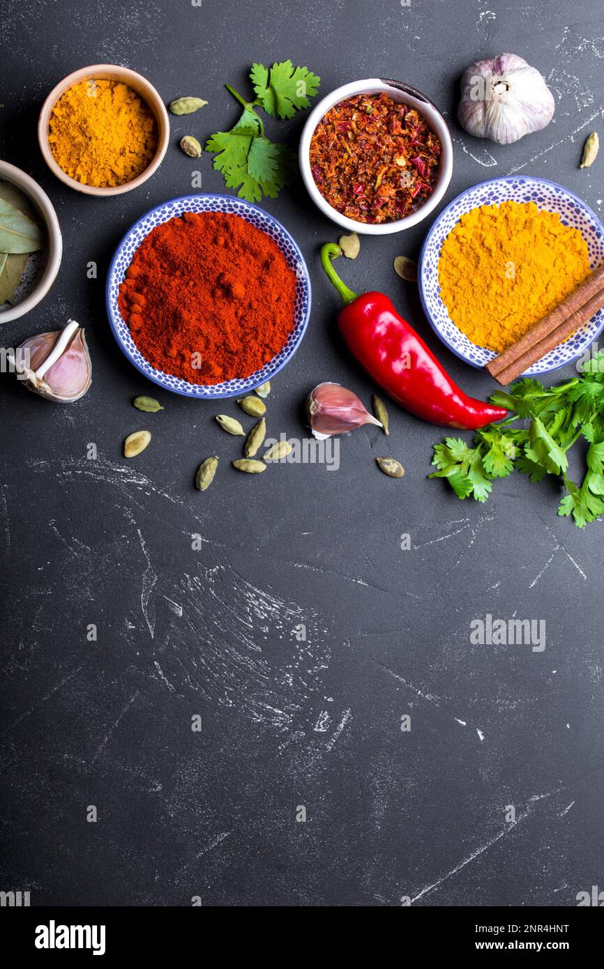 Set of Indian food cooking ingredients. Traditional Indian assorted ...