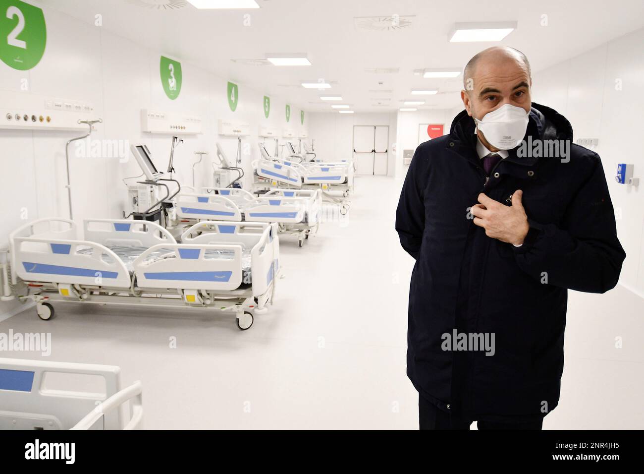 Director of Milan’s Polyclinic hospital Ezio Belleri gives a tour to ...