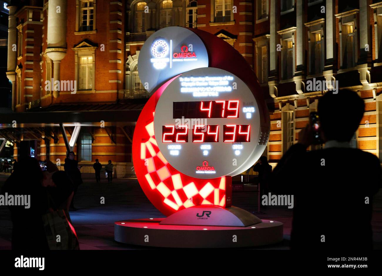 The countdown clock is shown at Tokyo 2020 Countdown Clock in front of ...